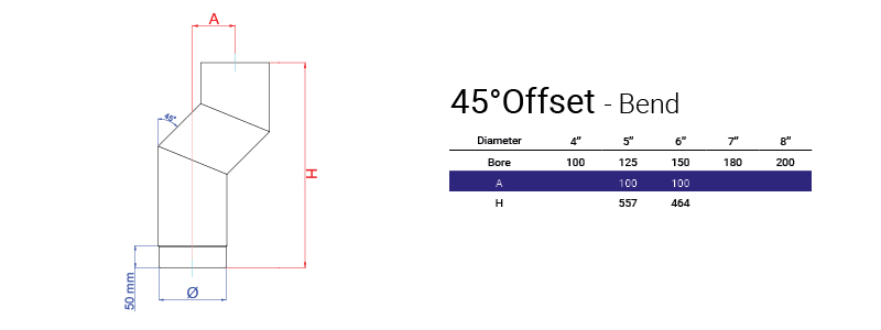 6" Offset Bend Stove Pipe Vitreous Enamel - National Chimney Supplies